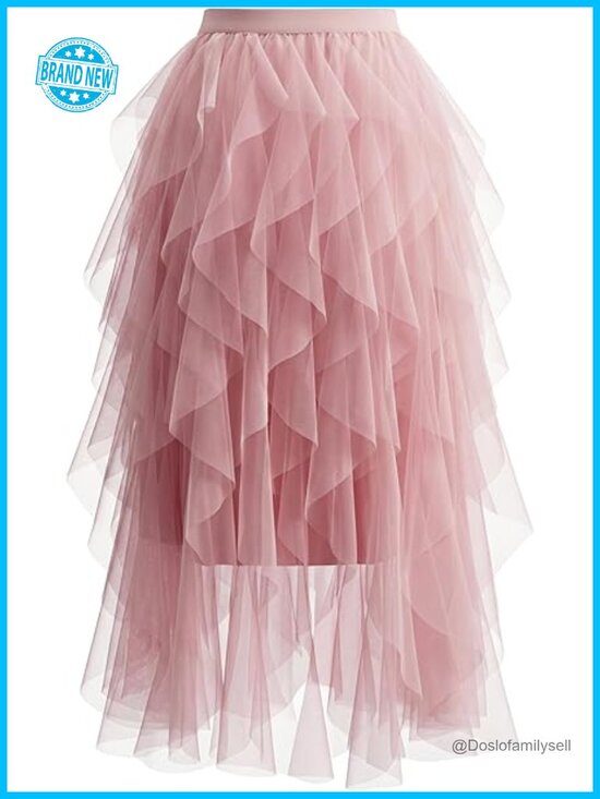 Skirts | Tulle Skirt Aline Fairy Tiered Ruffle Midi Elastic Waist Long ...